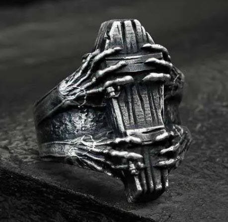 Ghost Claw Coffin Ring - Gothic Rings - darkwolfgothic