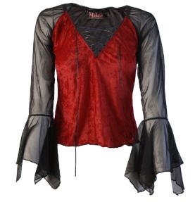 Medieval Style Red Velvet Lace Up Top - Toppe - darkwolfgothic